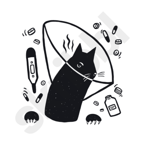 Premium 'Sick Cat' Illustration | Little Cats
