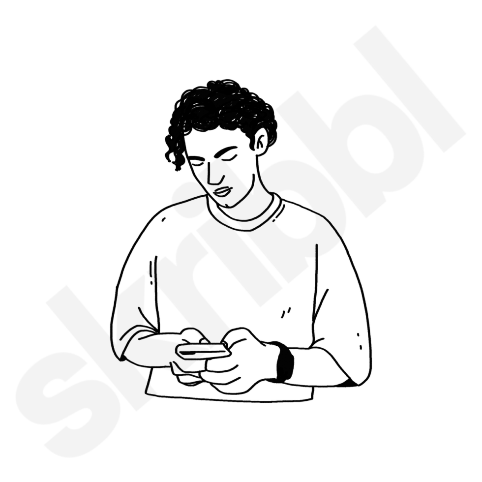 'Man Texting' Illustration | Smartphone Addiction