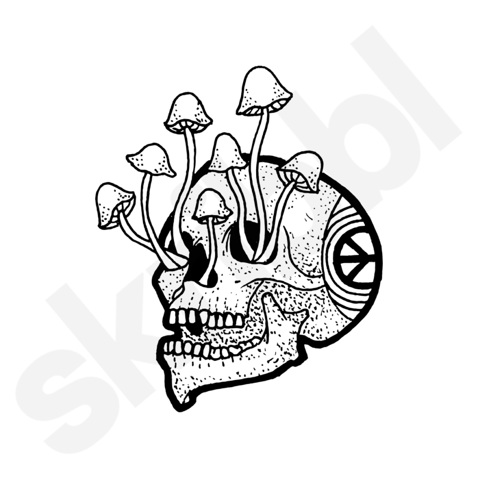 'Shroom Skull' Illustration | Mushrooms