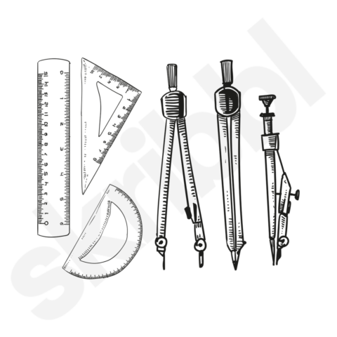 'Ruler and Compass' Illustration | Office Stationery